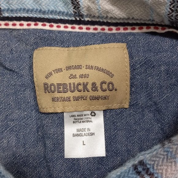 roebuck & co | Shirts | Roebuck Co Blue Plaid Western Flannel Shirt ...
